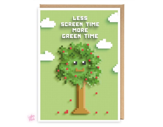 Less Screen Time More Green Time Card Self Care Card Trees | Etsy