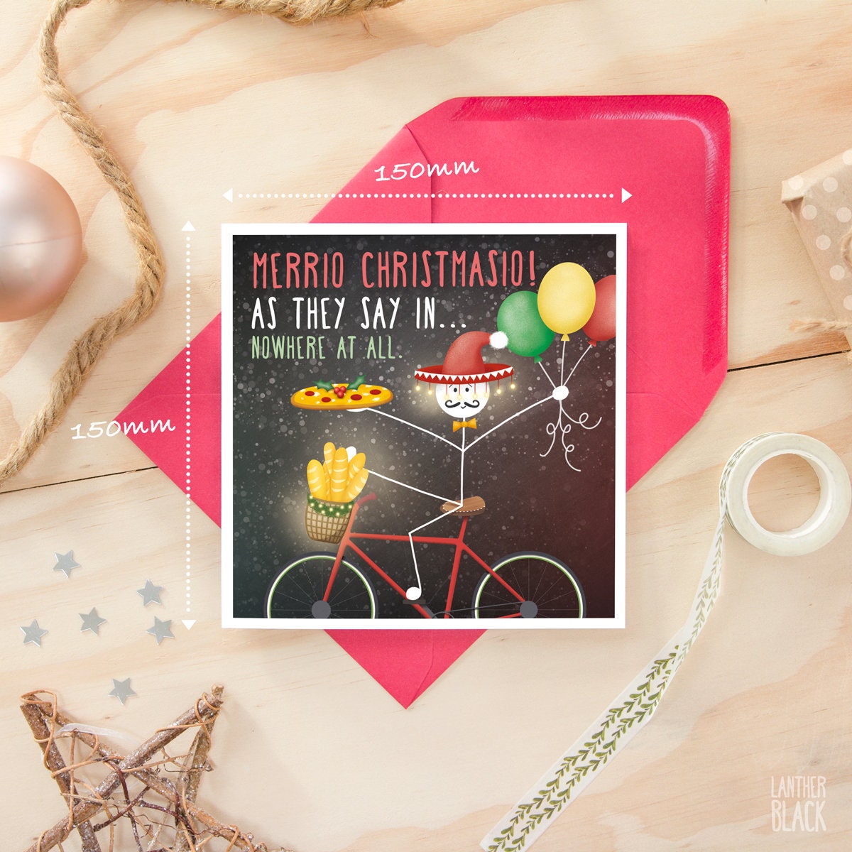 Merrio Christmasio Funny Christmas Stickman Greeting Card, Funny Friend ...