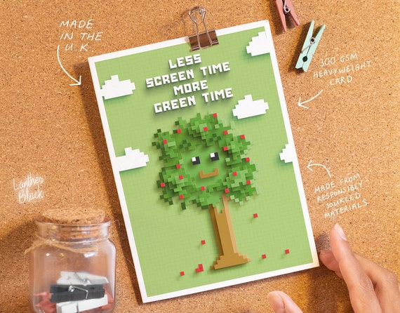 Less Screen Time More Green Time Card Self Care Card Trees - Etsy