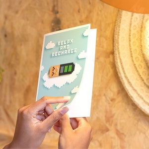 Relax and Recharge Card, Retirement Card, Get Well Soon Card, Self Care ...