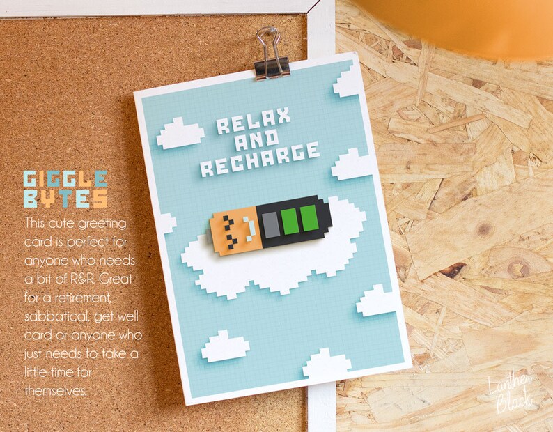 Relax and Recharge Card, Retirement Card, Get Well Soon Card, Self Care ...