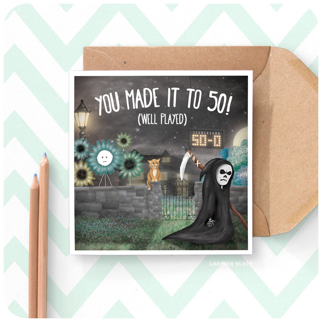 Funny 50th Happy Birthday Greeting Card, Fifty Age Milestone Number ...