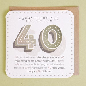 Fun 40th Birthday Card, Fun Facts, Gin and Naps 40 Today, Sister ...
