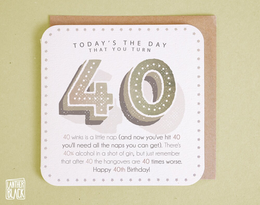 Fun 40th Birthday Card Fun Facts Gin and Naps 40 Today - Etsy