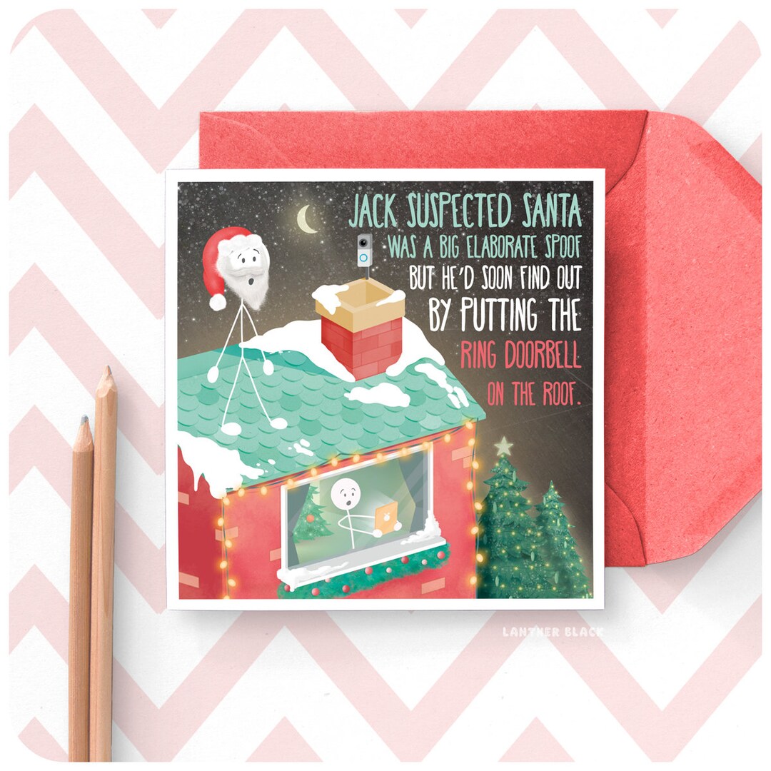 Ring Doorbell Funny Merry Christmas Greeting Card, Poem Rhyme Santa ...