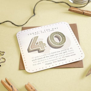 Fun 40th Birthday Card, Fun Facts, Gin and Naps 40 Today, Sister ...