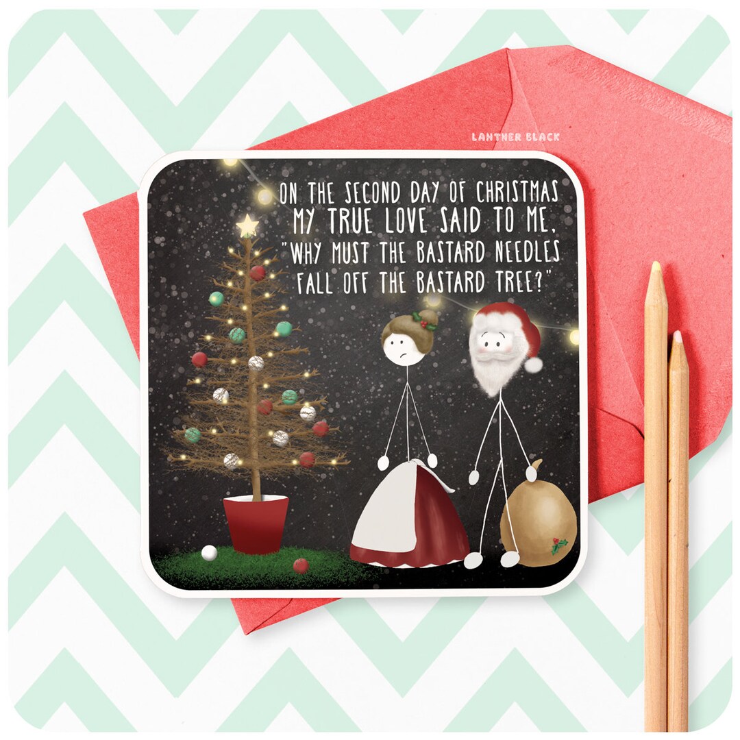 Needles Funny Merry Christmas Greeting Card, Santa Mrs Claus Real Xmas ...