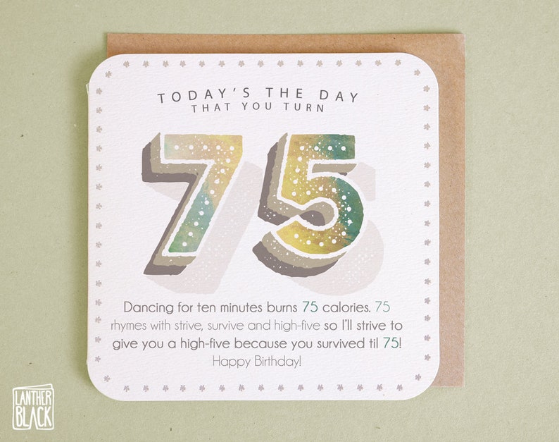 Fun 75th Birthday Card 75 Today Happy 75th Birthday Greeting - Etsy