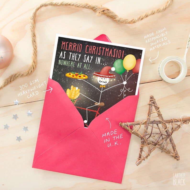 Merrio Christmasio Funny Christmas Stickman Greeting Card, Funny Friend ...