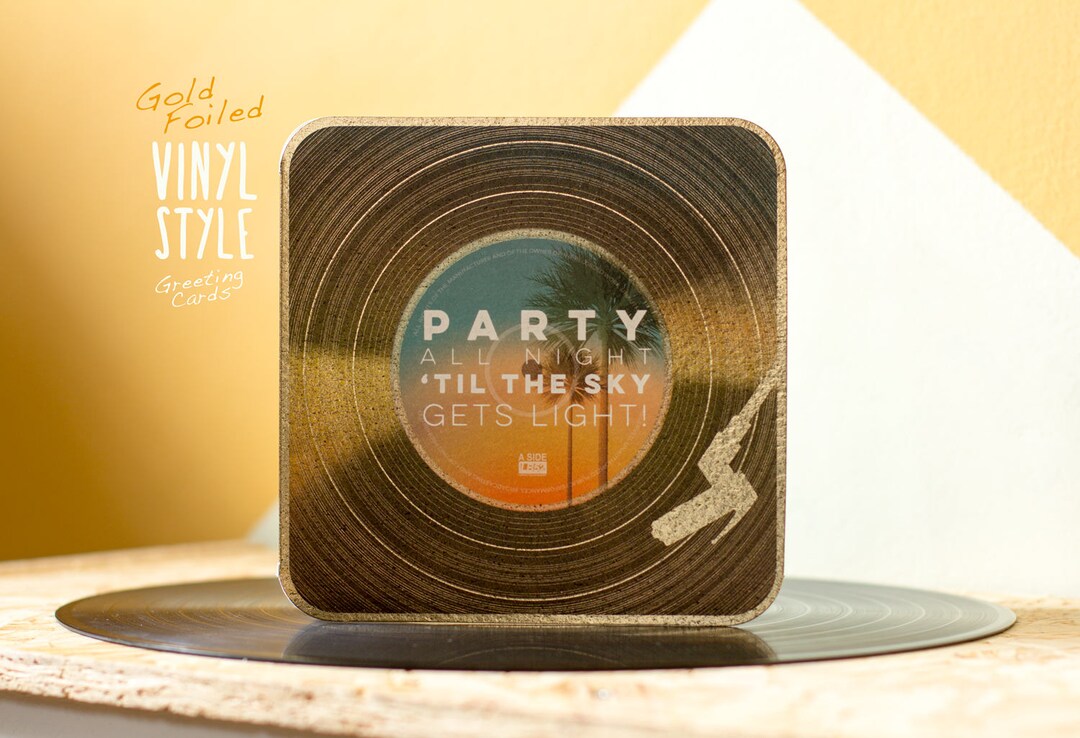 Party Invitation Invite Vinyl Record Greeting Card Birthday Card Hen ...