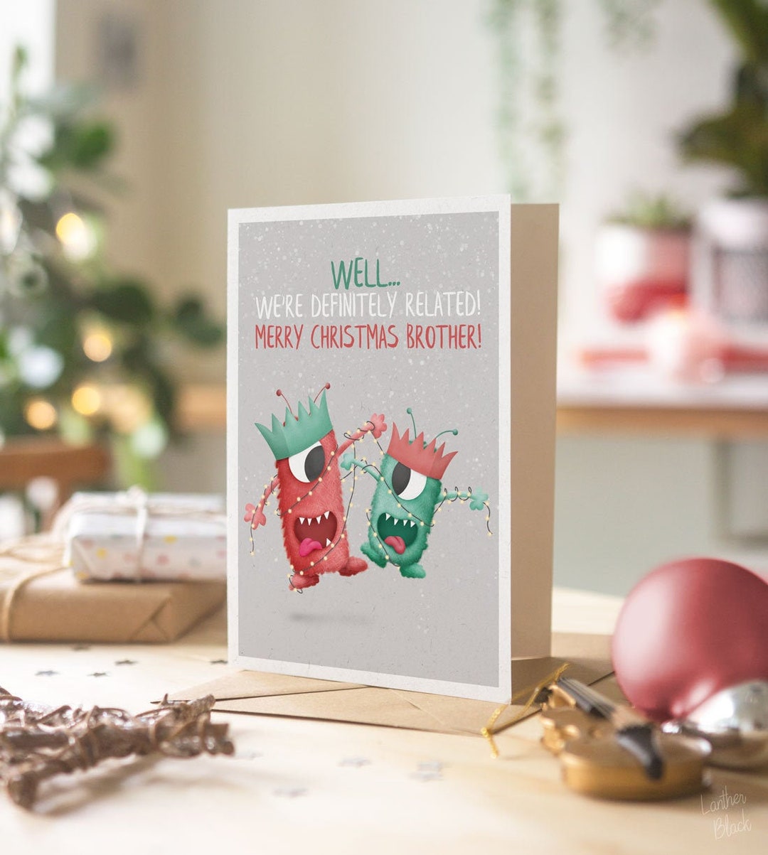 Funny Brother Christmas Card, Merry Christmas Brother, Xmas Cute crazy ...