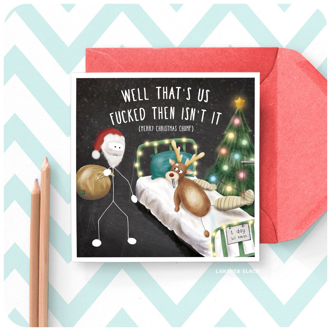 Rudolph Hospital Funny Christmas Greeting Card, Stickman Santa Fun ...