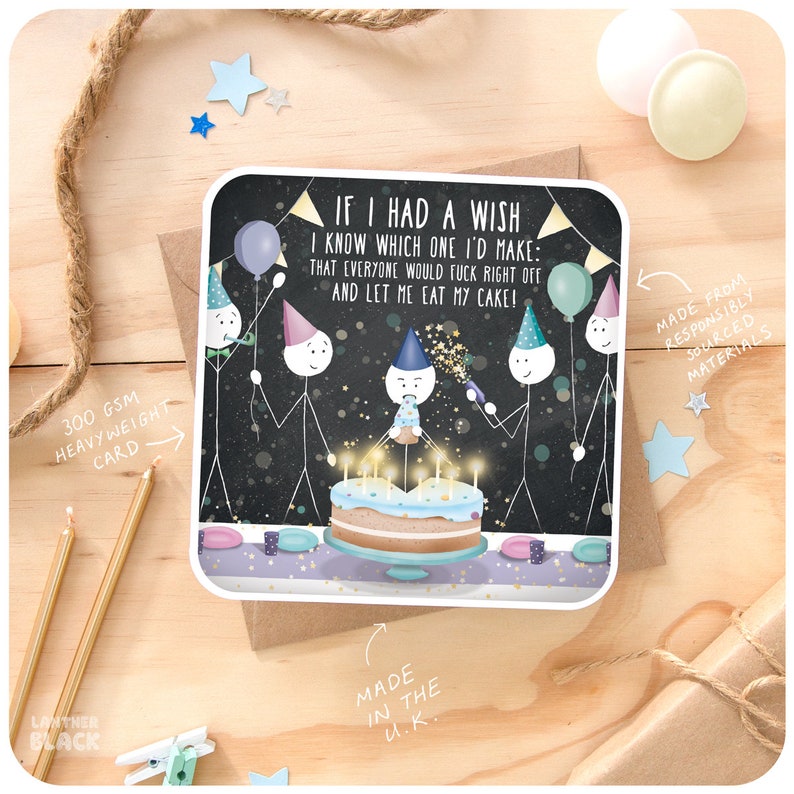 Introvert Birthday Card Funny Antisocial Anti Alternative Greeting Teen ...