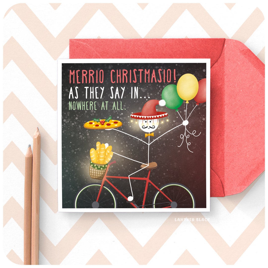 Merrio Christmasio Funny Christmas Stickman Greeting Card, Funny Friend ...