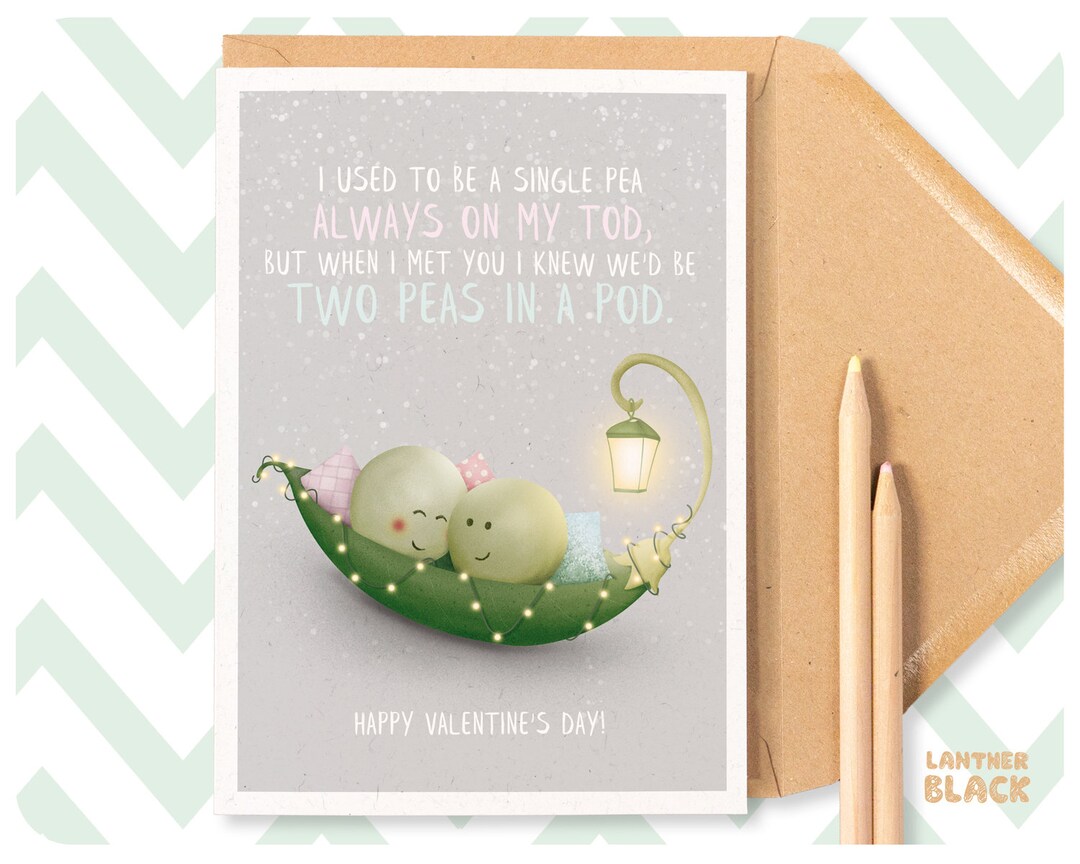 Peas in a Pod, Cute Valentine’s Day Greeting Card, Husband Wife ...