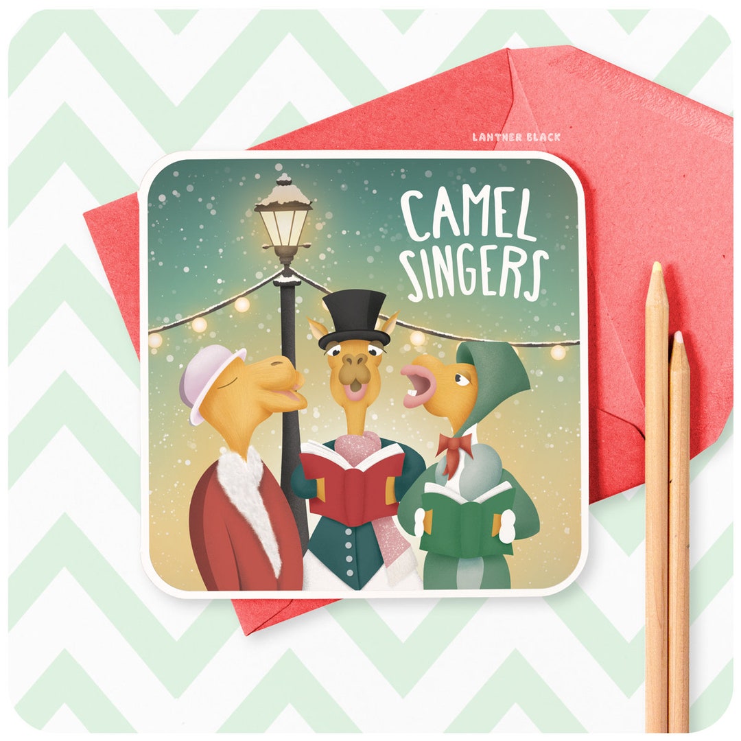 Camel Singers Funny Christmas Card, Pun Wordplay Song Carol Animals ...