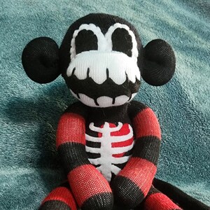 Vanish - Red & Black Skeleton Sock Monkey Plush D.I.Y. Kit - Make It ...