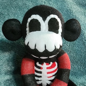 Vanish - Red & Black Skeleton Sock Monkey Plush D.I.Y. Kit - Make It ...
