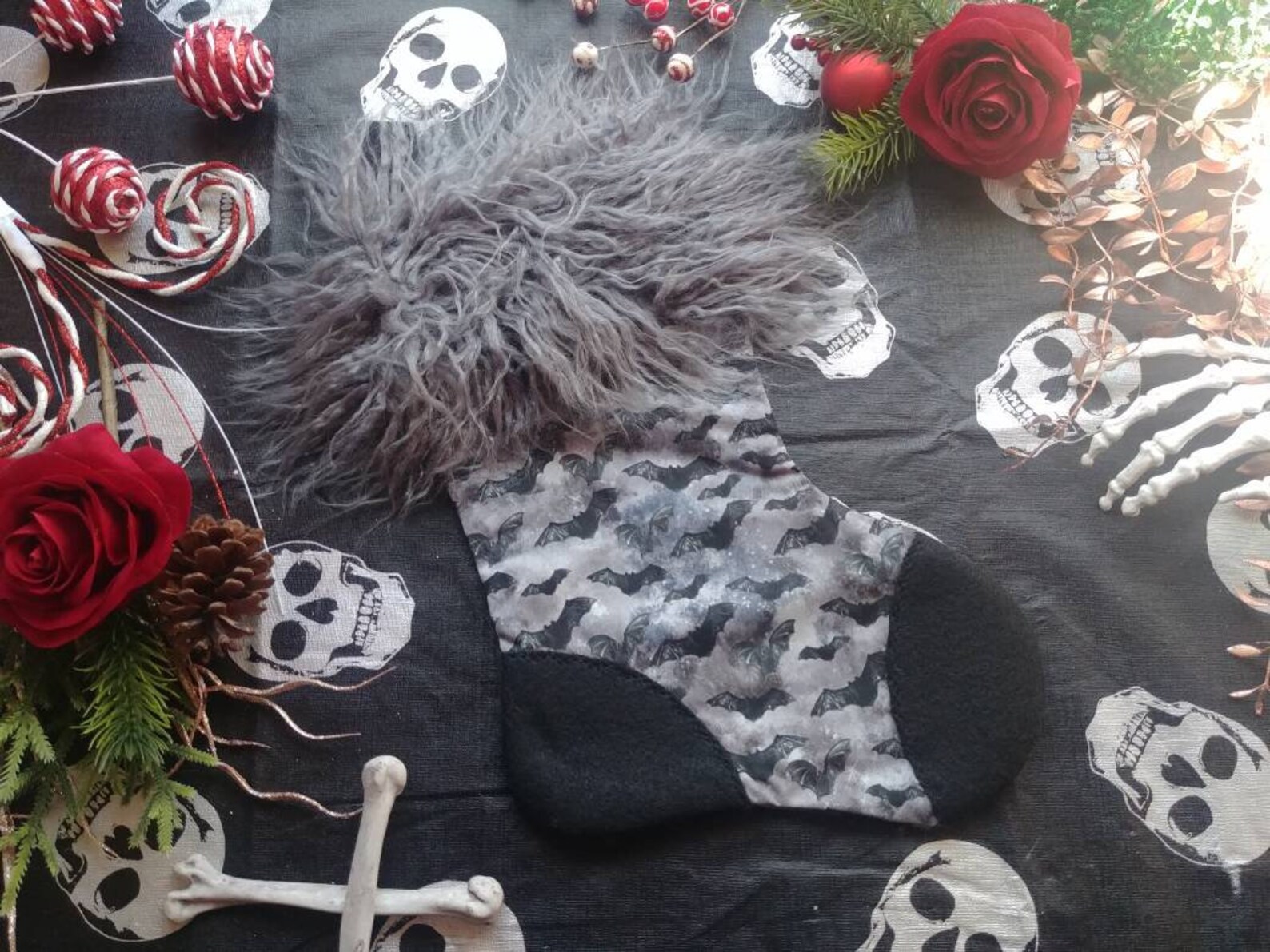 Spooky Christmas Stocking Black Bats Gothic Christmas - Etsy