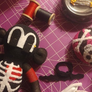 Vanish - Red & Black Skeleton Sock Monkey Plush D.I.Y. Kit - Make It ...