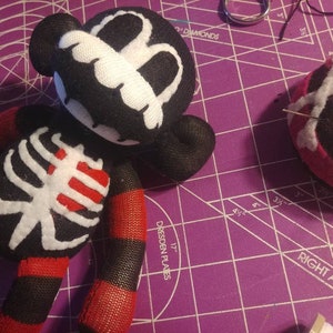 Vanish - Red & Black Skeleton Sock Monkey Plush D.I.Y. Kit - Make It ...