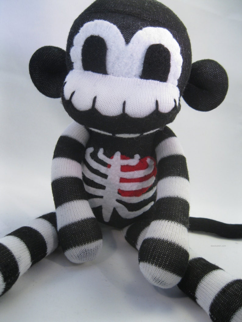 Macabre - Black & White Skeleton Sock Monkey Plush D.I.Y. Kit - Make It ...