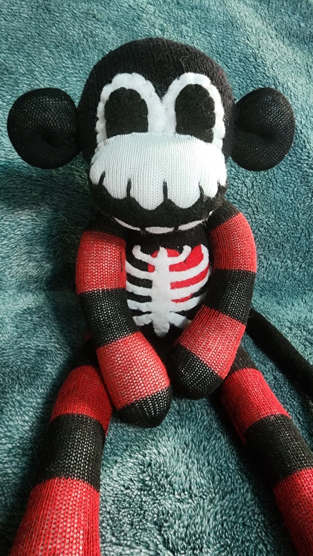 Red & Black Skeleton Sock Monkey Plush DIY Kit – No Sewing Machine ...
