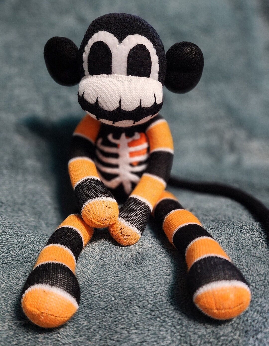 Cackle - Orange & Black Skeleton Sock Monkey Plush D.I.Y. Kit - Make It ...