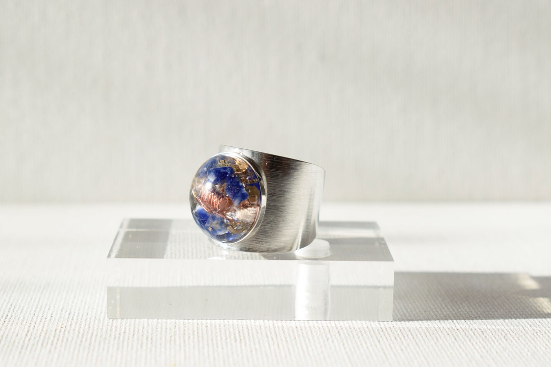 Adjustable Signet Ring, Orgonite Cabochon, Beneficial, Protective ...