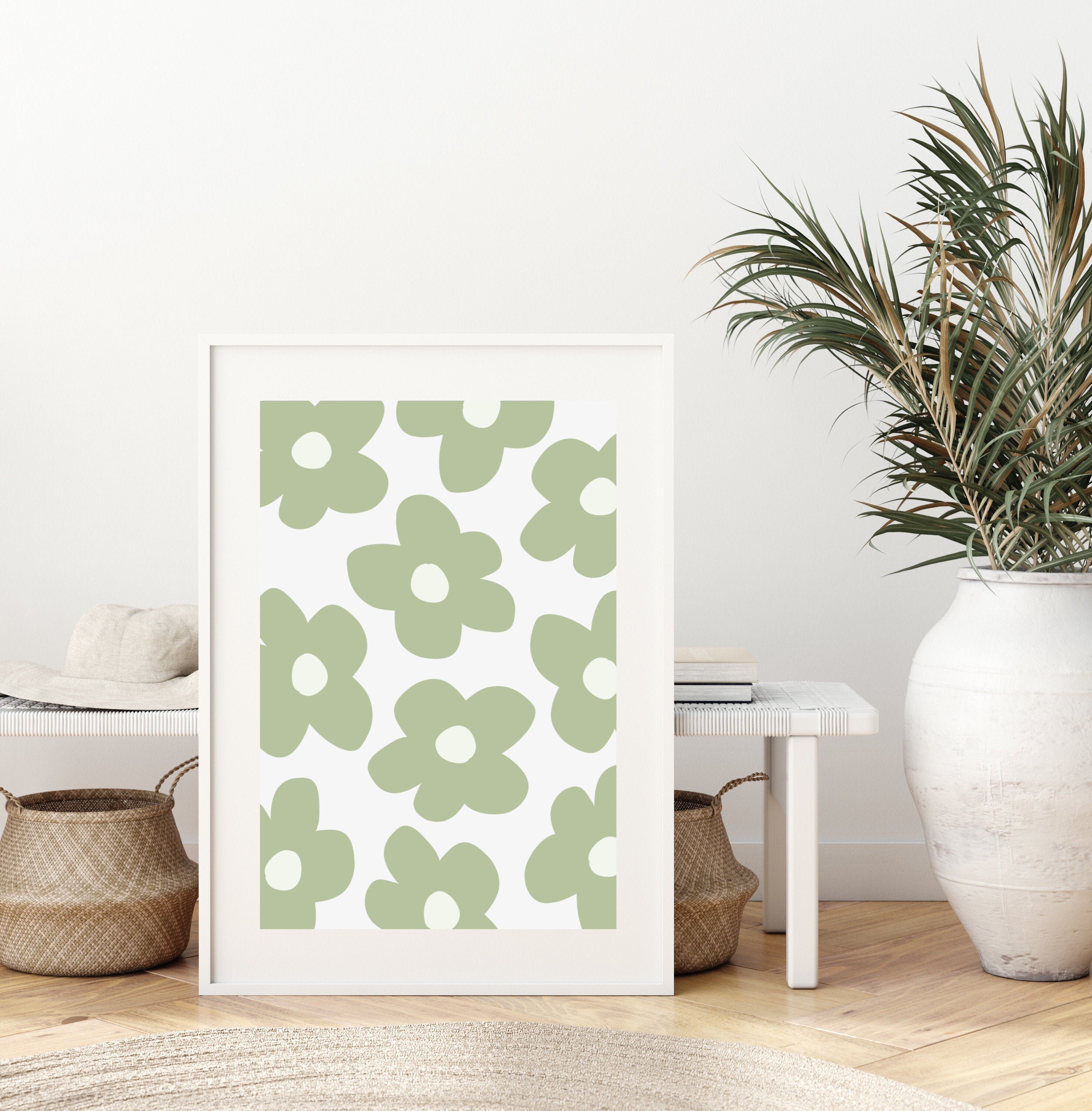 Pastel Green Flowers Print Wall Art Flower Market Poster - Etsy UK