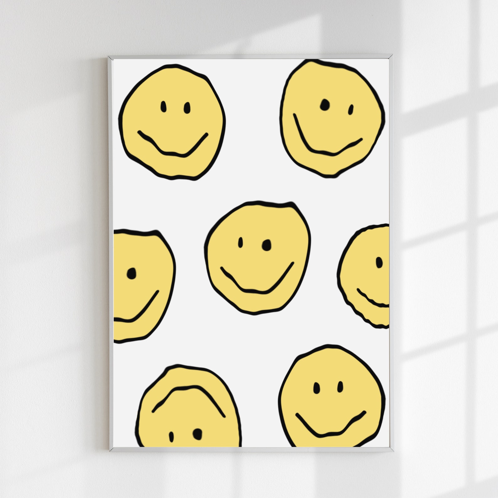 Melting Smiley Faces Print Wall Art Wavy Yellow Smileys Poster | Etsy