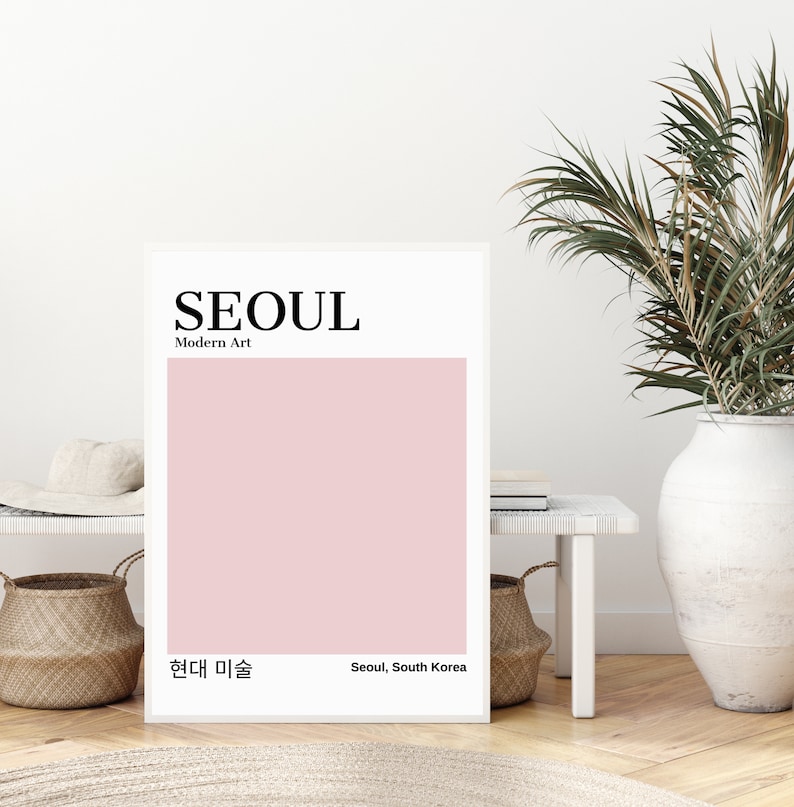 Seoul Print Pink Wall Art Printable South Korea Kpop Poster - Etsy