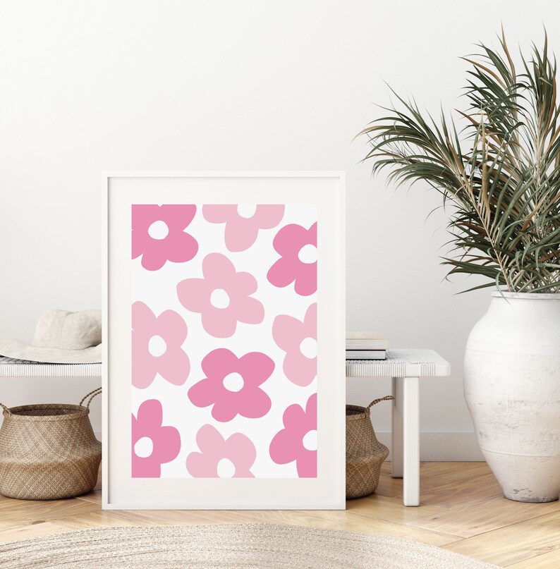 Pastel Pink Flowers Print Wall Art Flower Market Poster - Etsy