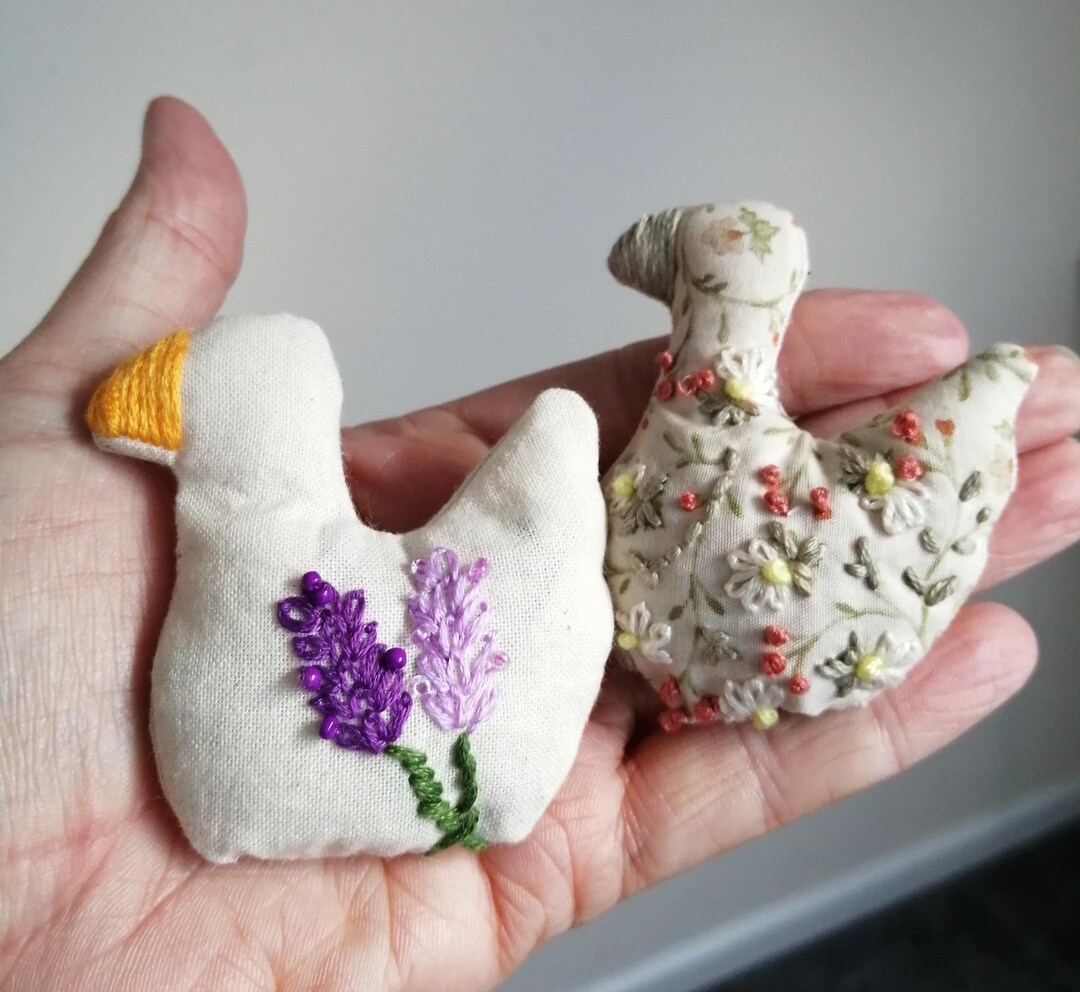 Hand Embroidered Fabric Mini Goose - Etsy