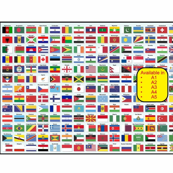Flags of the World Chart - Etsy