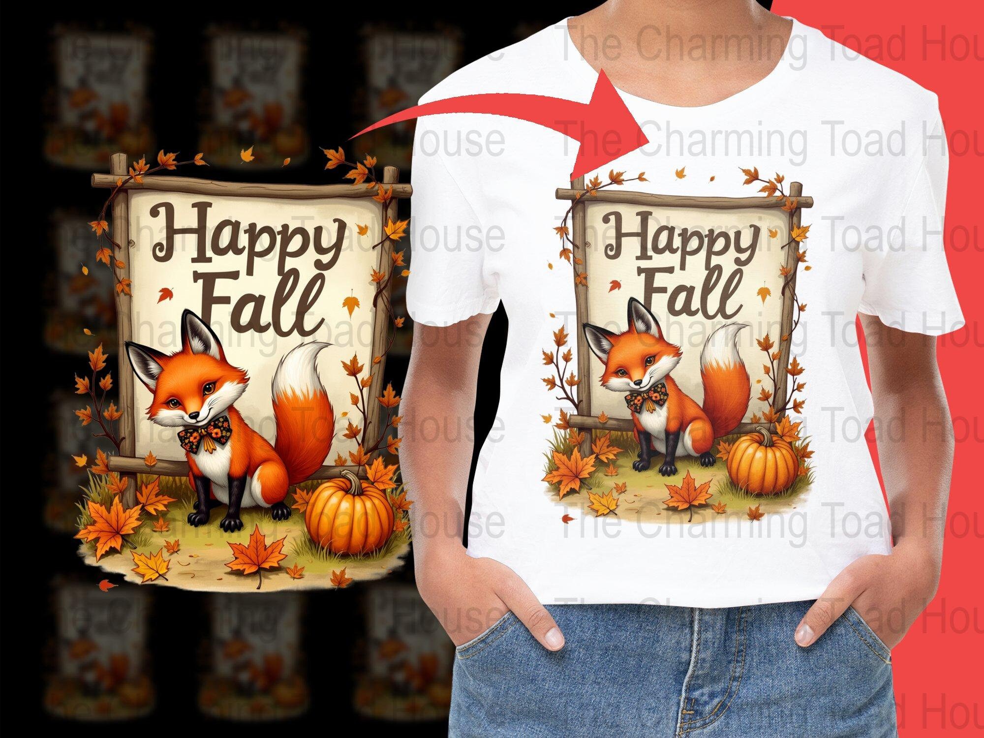 Cute Fox Fall Sign Digital Art PNG, Autumn Pumpkin Leaves Illustration ...