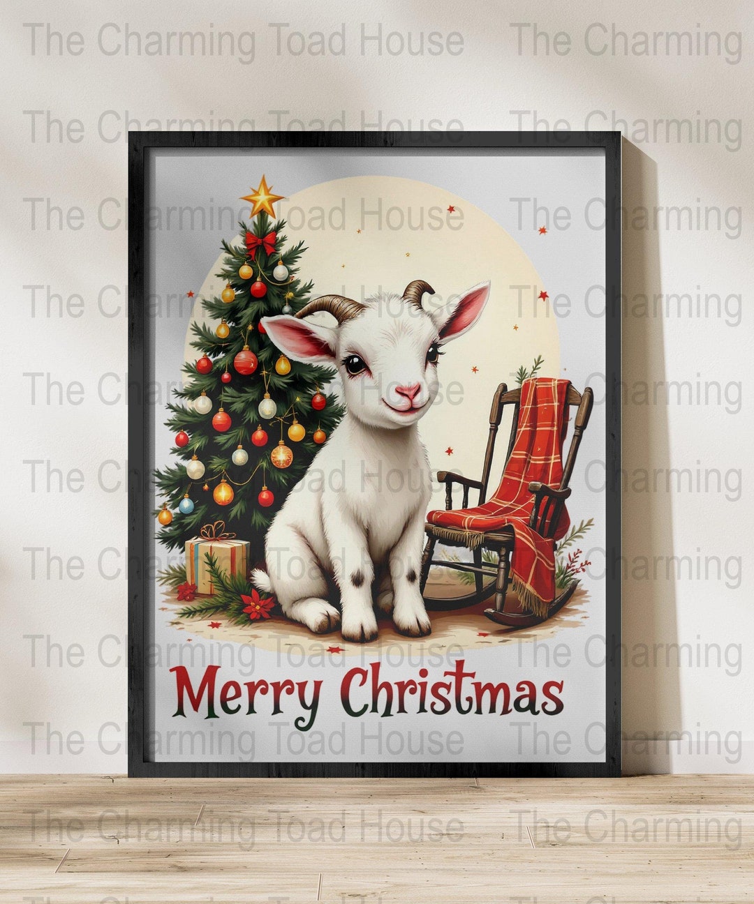 Cute Christmas Goat Clipart, Holiday Animal Art, Festive Printable ...