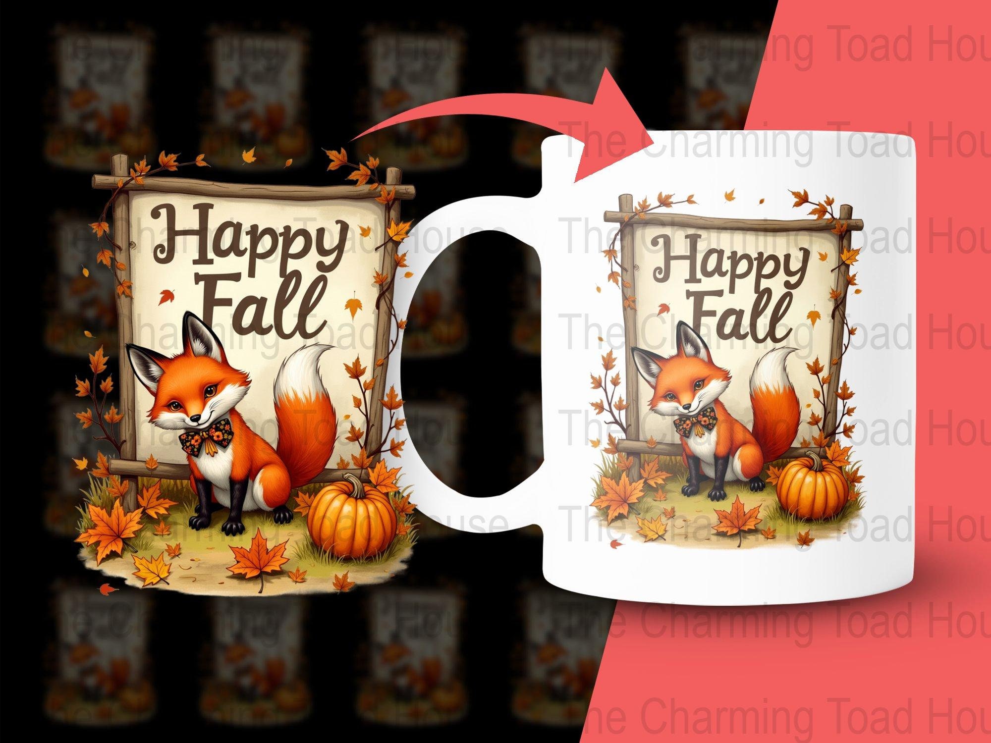 Cute Fox Fall Sign Digital Art PNG, Autumn Pumpkin Leaves Illustration ...