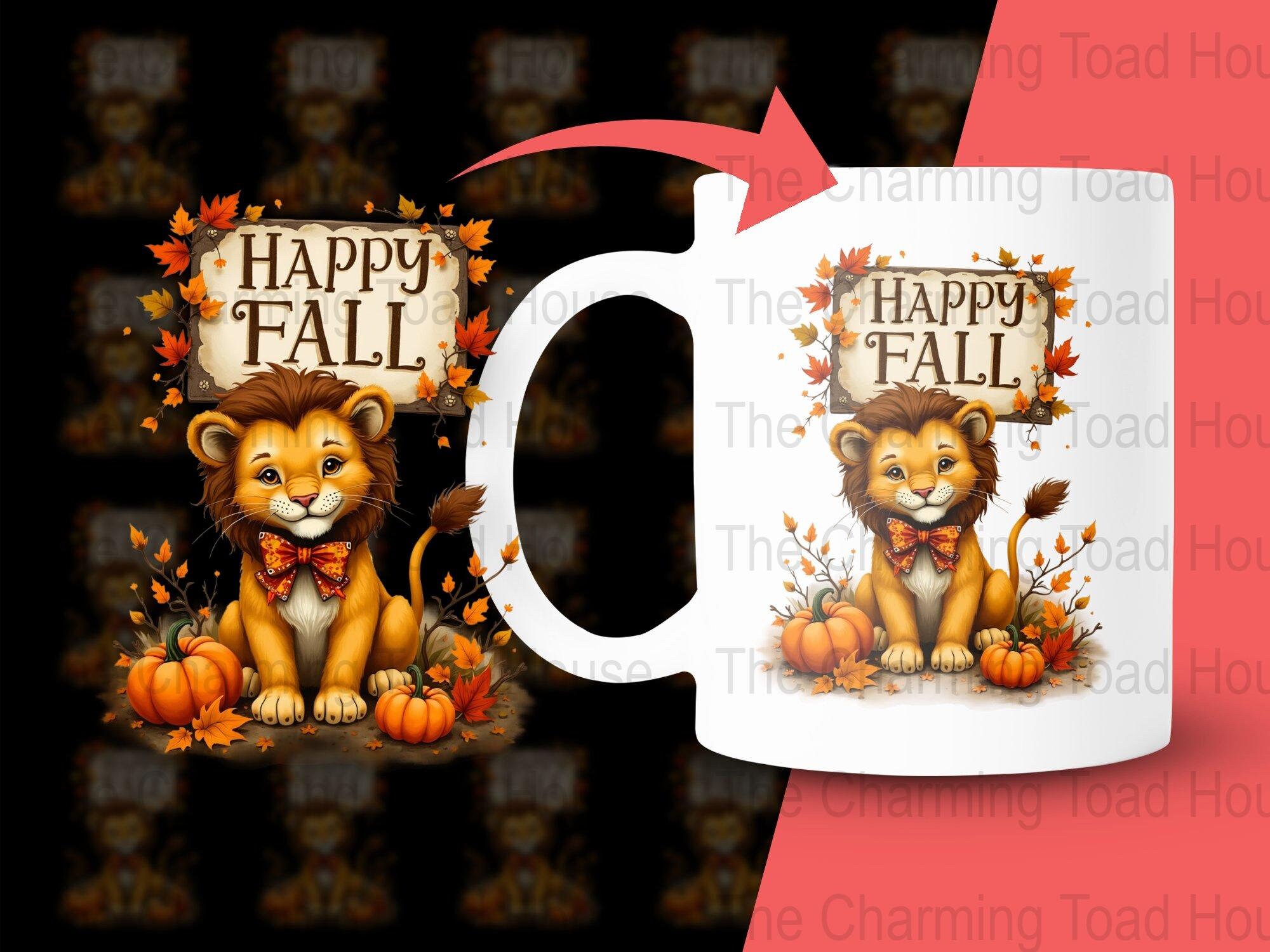 Cute Lion Fall PNG Decor, Happy Fall Digital Download, 300 Dpi PNG ...