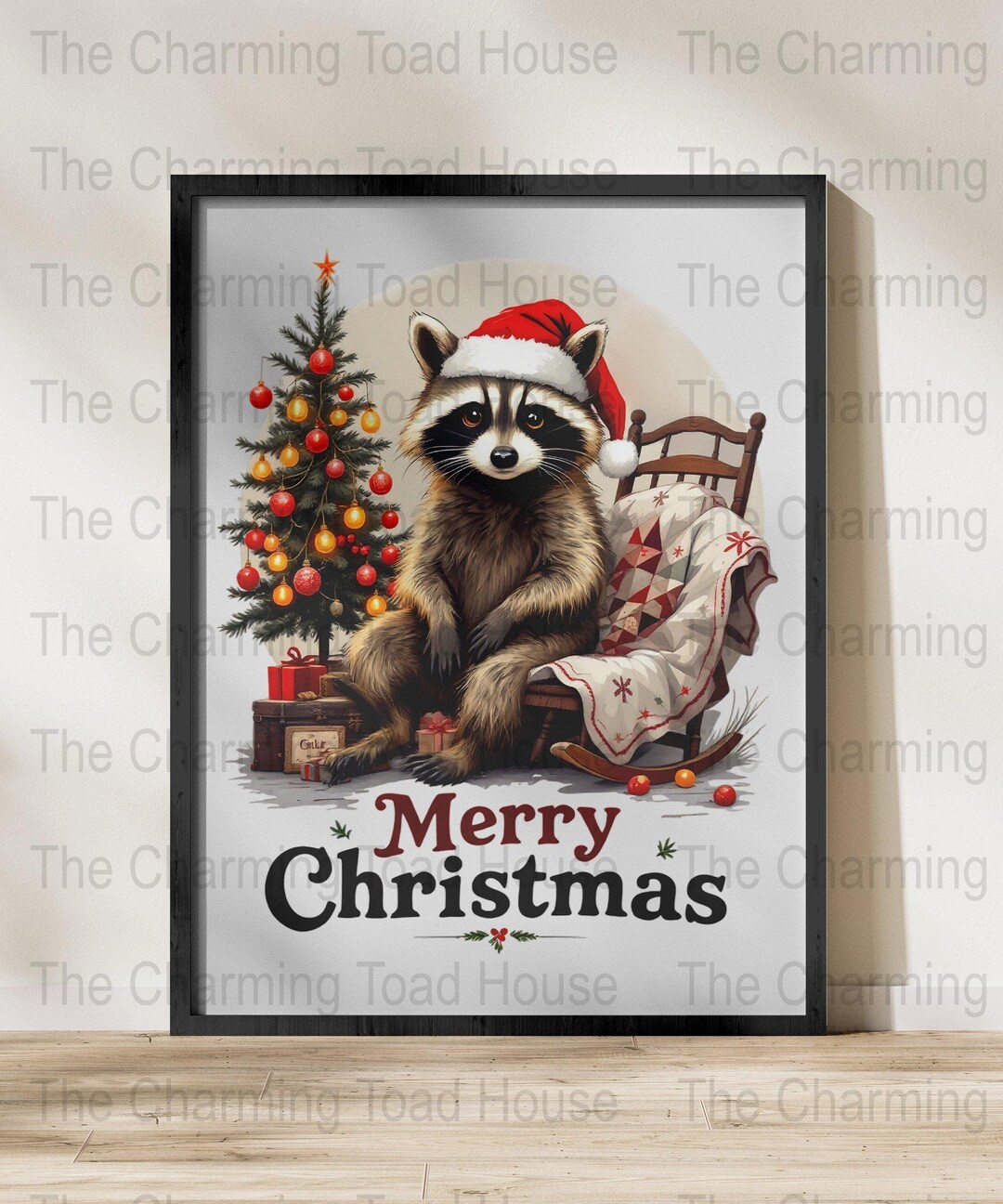 Christmas Raccoon Digital Download - DIY Holiday PNG - Cute Santa ...