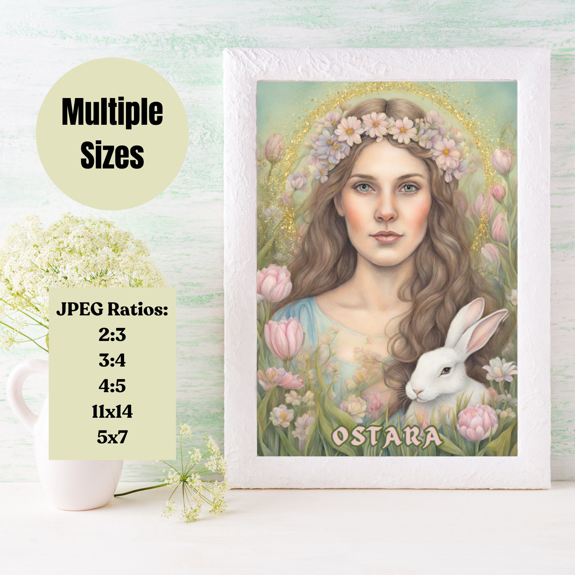 Goddess Eostre Ostara Digital Wall Art, Pagan Wall Art, Witchy Altar ...