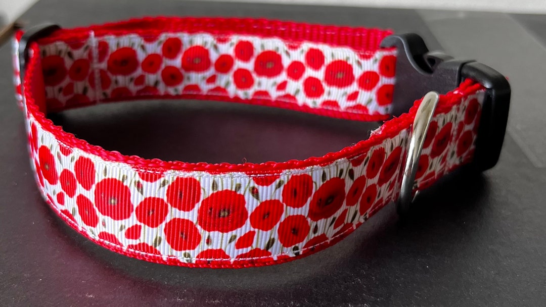 Poppy Dog Collar or Matching Leash Flower Remebrance - Etsy