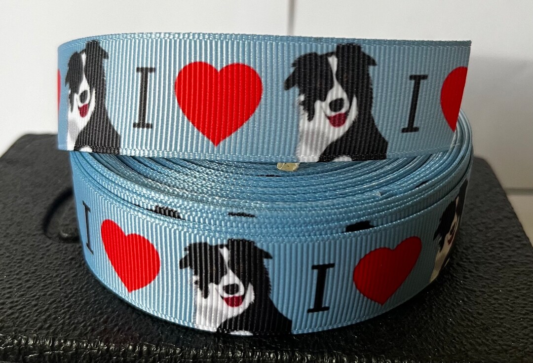 Border Collie Dog and Dog Bone Ribbon Grosgrain 22mm - Etsy