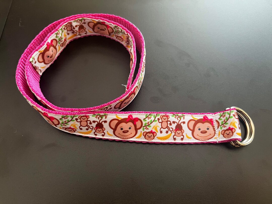 Cartoon Monkey Childrens Belt Adjustable for Kids Toddler Handmade Pink ...