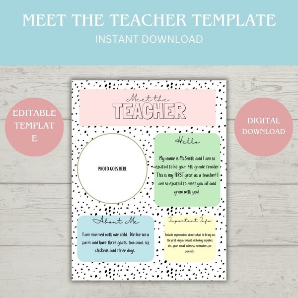 Meet the Teacher Template - Etsy