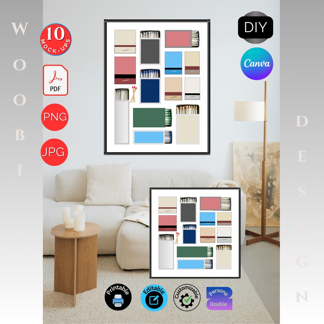 DIY Canva Blank Matchbook: Edidable Matchboox Template (instant Digital ...