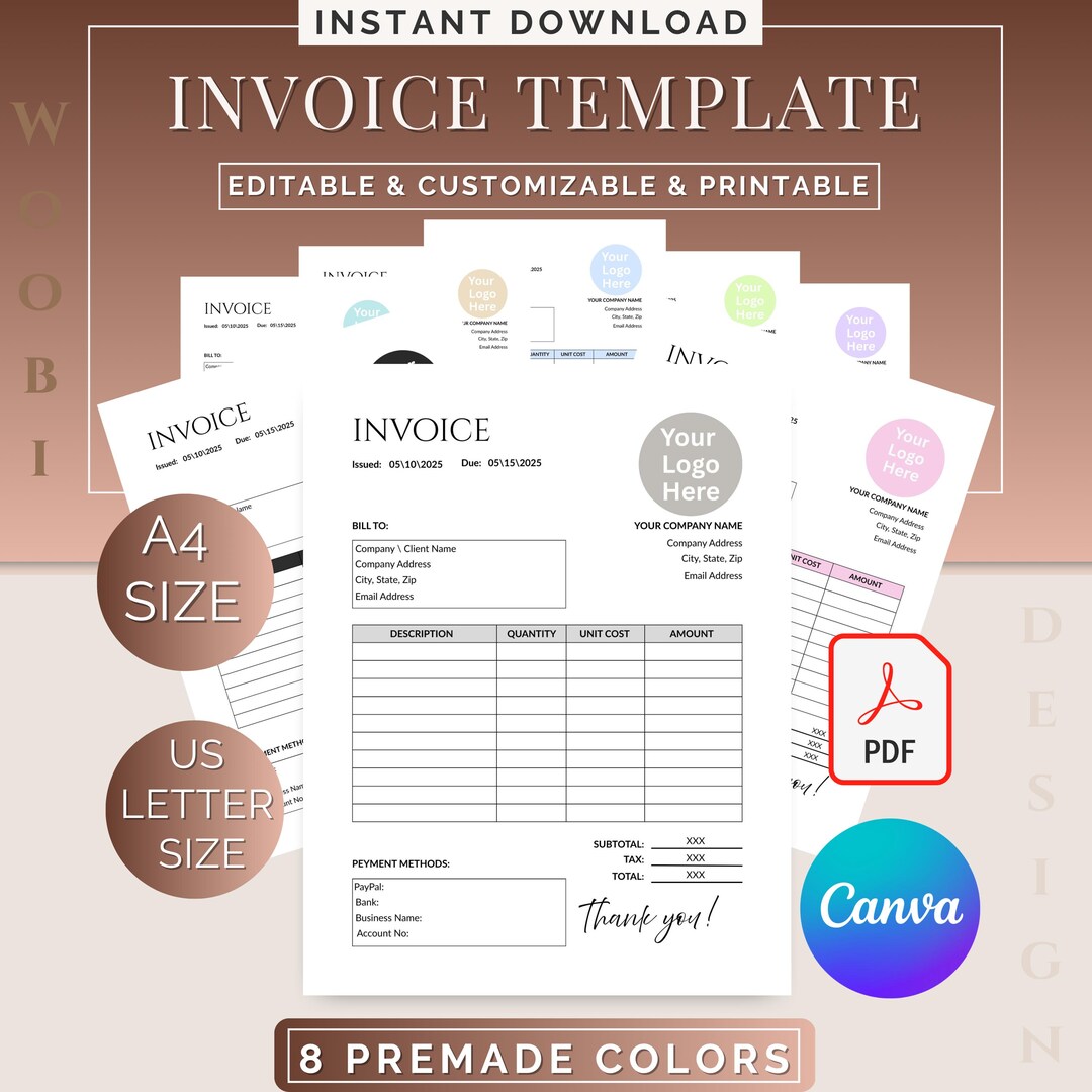 Editable Invoice Templates: Custom Order Form (canva Personalizable ...