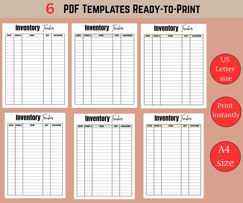 Printable Inventory Tracker: Editable and Personalizable Organizer Form ...