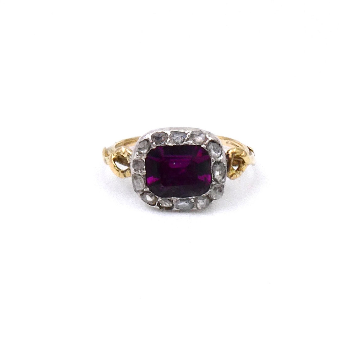 Antique Garnet Ring, Antique Georgian Era Ring Set With a Rectangular ...