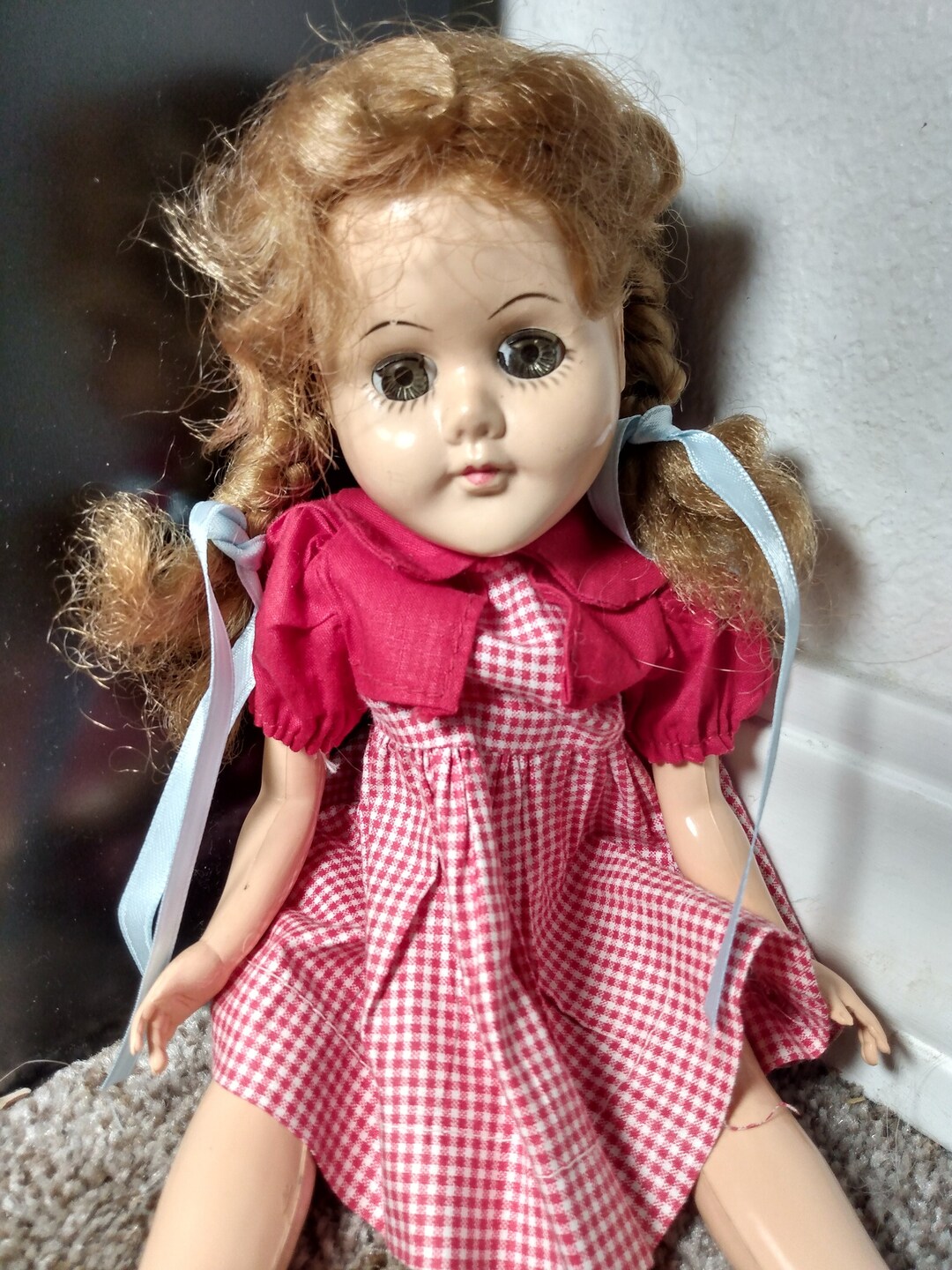 PMA Plastic Molded Arts Vintage 11.5 1950s Hard Plastic Girl Doll With ...